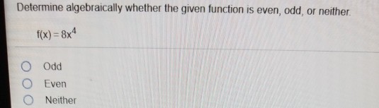 Solved Determine algebraically whether the given function is | Chegg.com