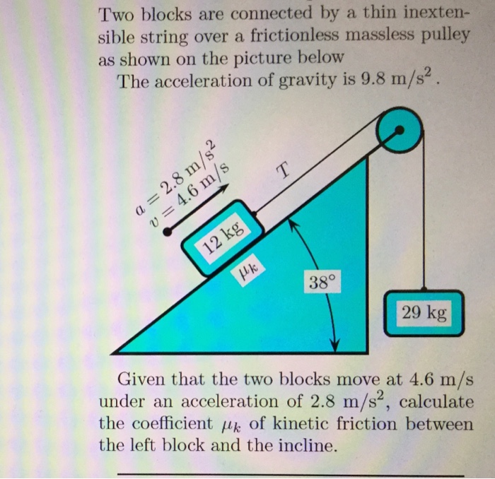 Solved Two blocks are connected by a thin inextensible | Chegg.com