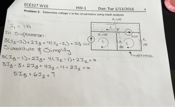 Solved Determine voltage V in the circuit below using mesh | Chegg.com