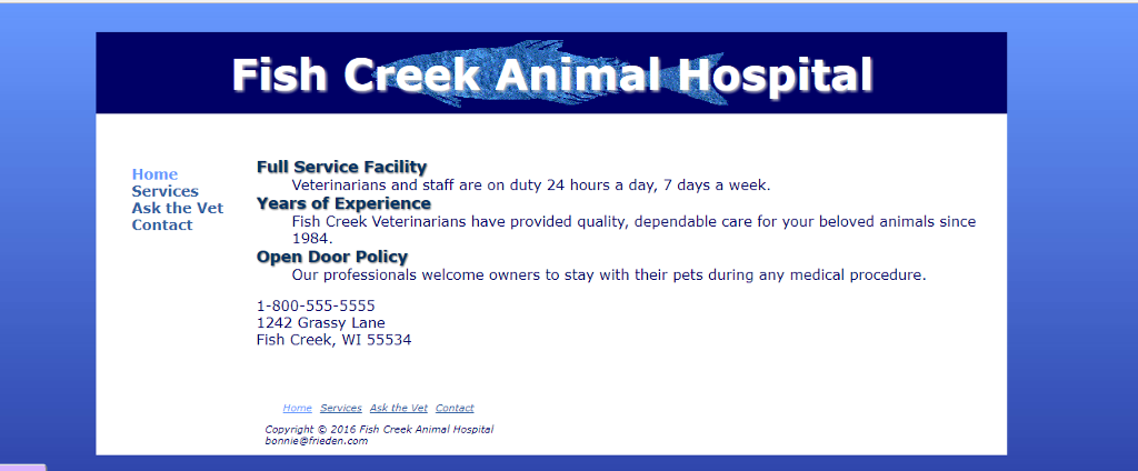 Solved Fish Creek Animal Hospital Home Services Ask the Vet | Chegg.com