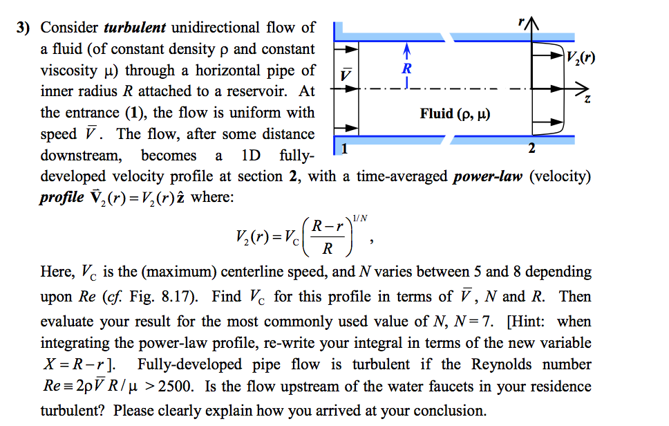 Solved 3) Consider turbulent unidirectional flow of a fluid | Chegg.com