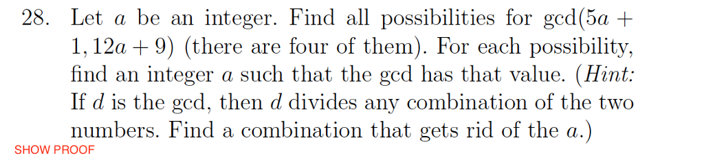 Solved Let a be an integer. Find all possibilities for gcd | Chegg.com