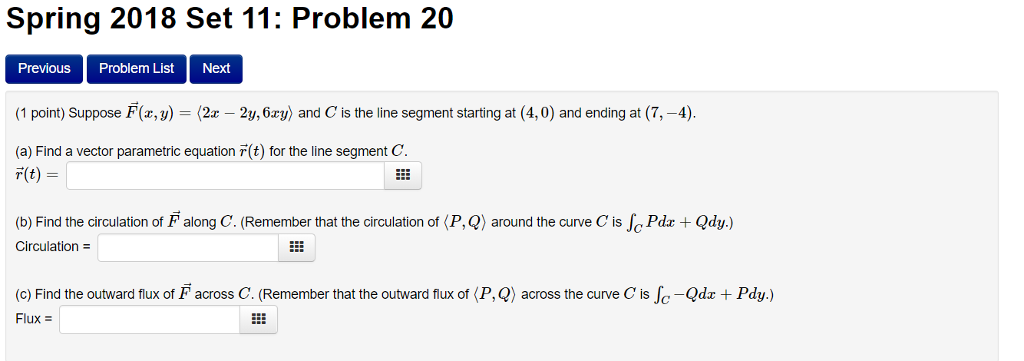 Solved Spring 2018 Set 11: Problem 20 Previous Problem List | Chegg.com
