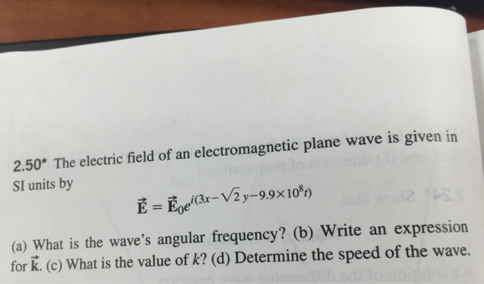 Solved The electric field of an electromagnetic plane wave | Chegg.com