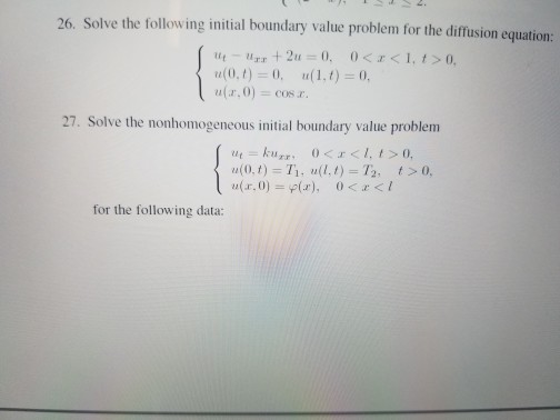 Solved 26. solve the following initial boundary value | Chegg.com