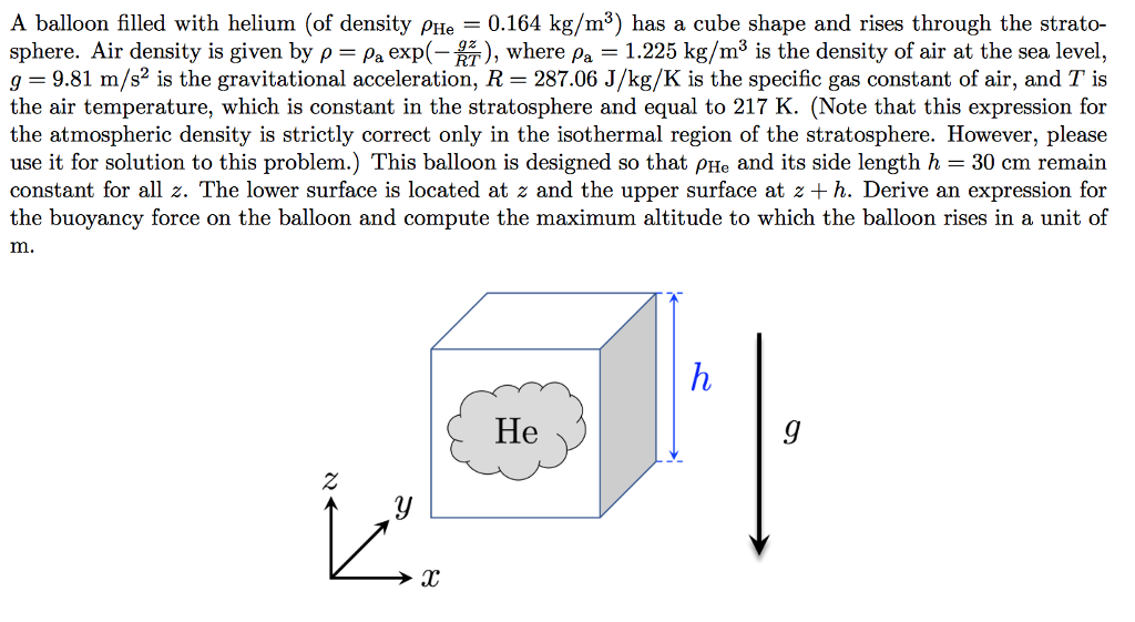 Solved A balloon filled with helium (of density PHe = 0.164 | Chegg.com