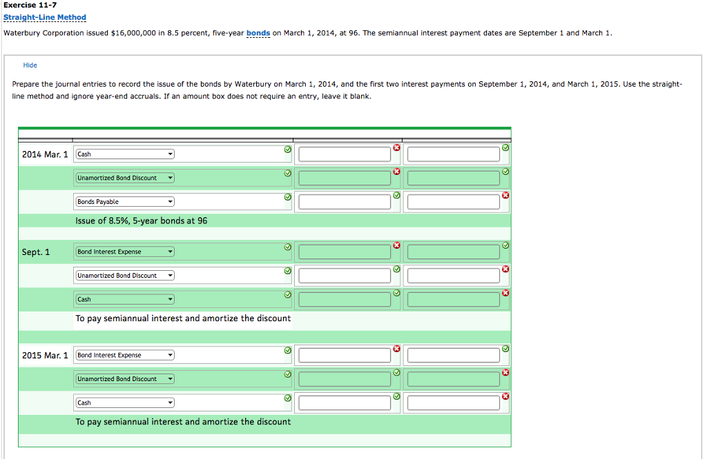 Solved Exercise 11-7 Straight-Line Method Waterbury | Chegg.com