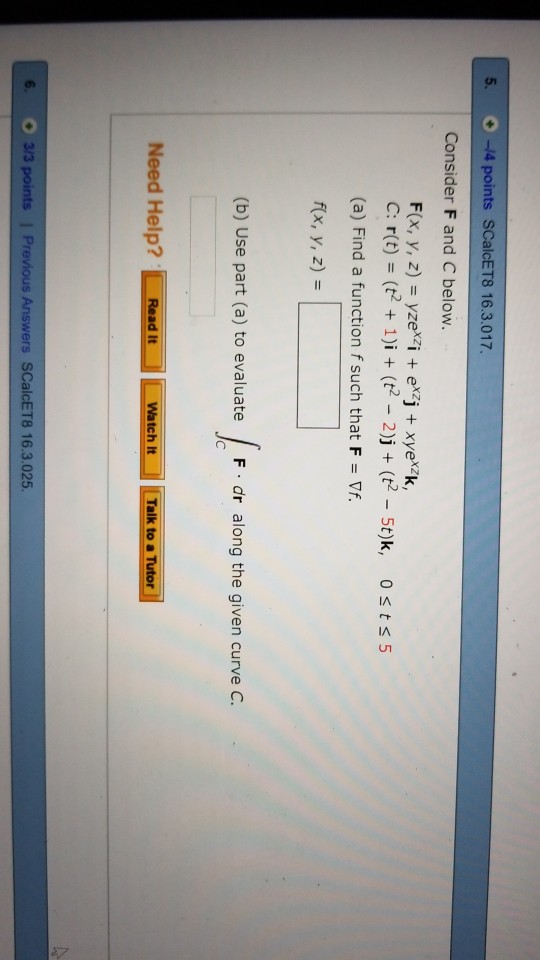 Solved 5. O -4 points SCalcET8 16.3.017 Consider F and C | Chegg.com
