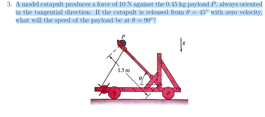 Solved A model catapult produces a force of 10 N against the | Chegg.com