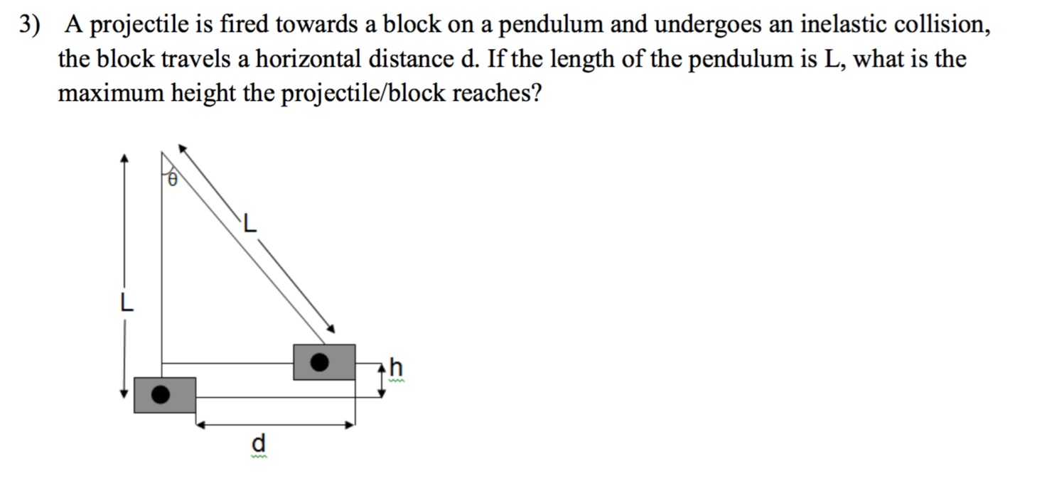 Solved A projectile is fired towards a block on a pendulum | Chegg.com