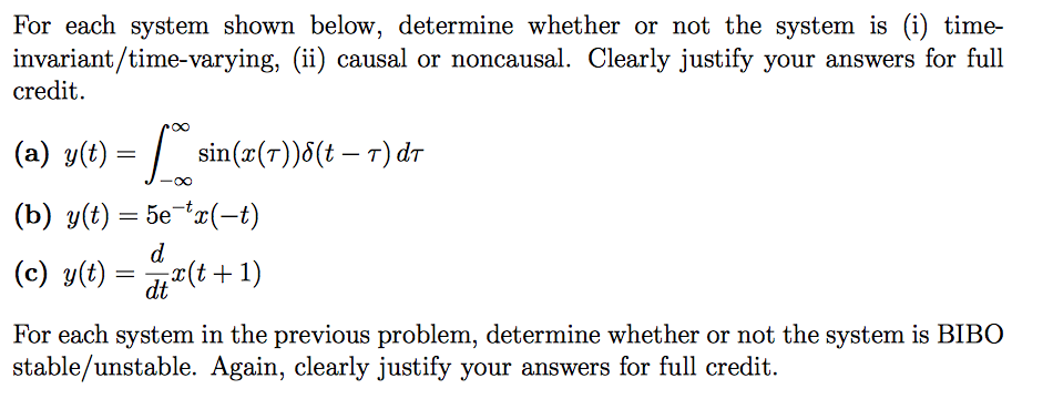 Solved For each system shown below, determine whether or not | Chegg.com