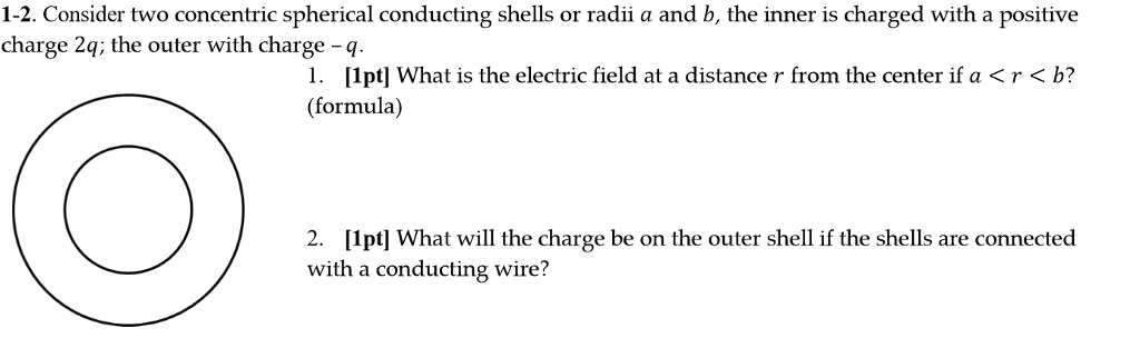 Solved Consider two concentric spherical conducting shells | Chegg.com