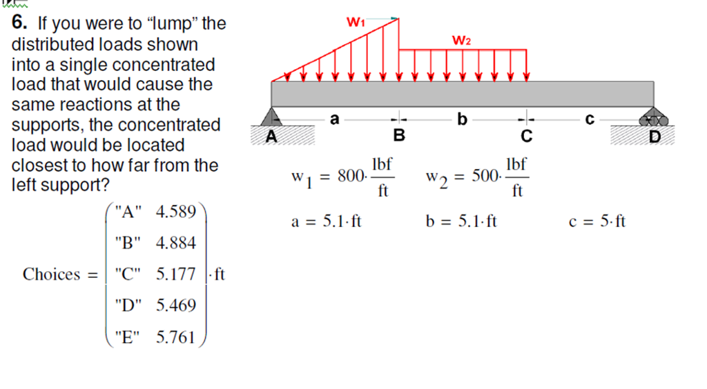 Solved 6. If you were to "lump" the distributed loads shown | Chegg.com