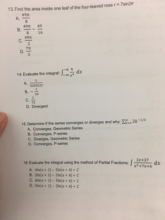 Solved Find the area inside one leaf of the four-leaved rose | Chegg.com