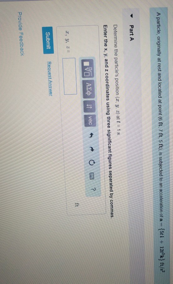 Solved A particle, originally at rest and located at point | Chegg.com