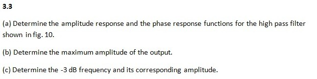 Solved 3.3 (a) Determine the amplitude response and the | Chegg.com