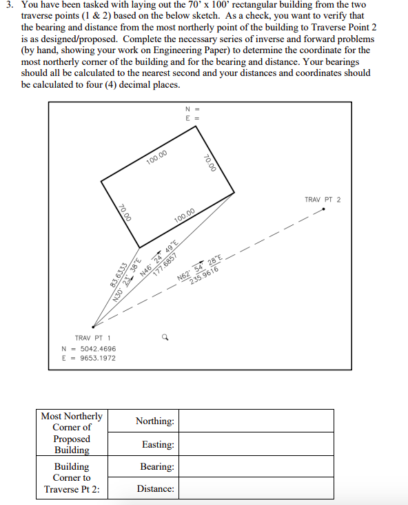 Solved 3. You have been tasked with laying out the 70 x 100 | Chegg.com
