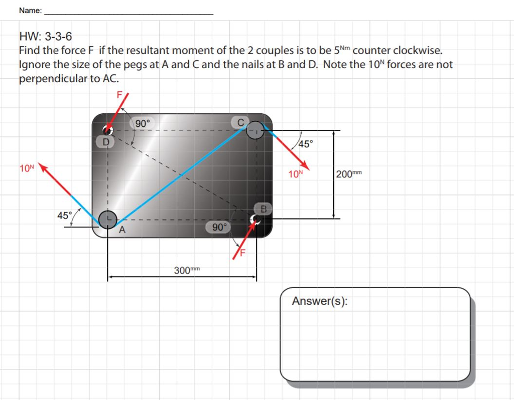 Solved Name: HW: 3-3-6 Find the force F if the resultant | Chegg.com Solved Name: HW: 3-3-6 Find the force F if the resultant | Chegg.com
