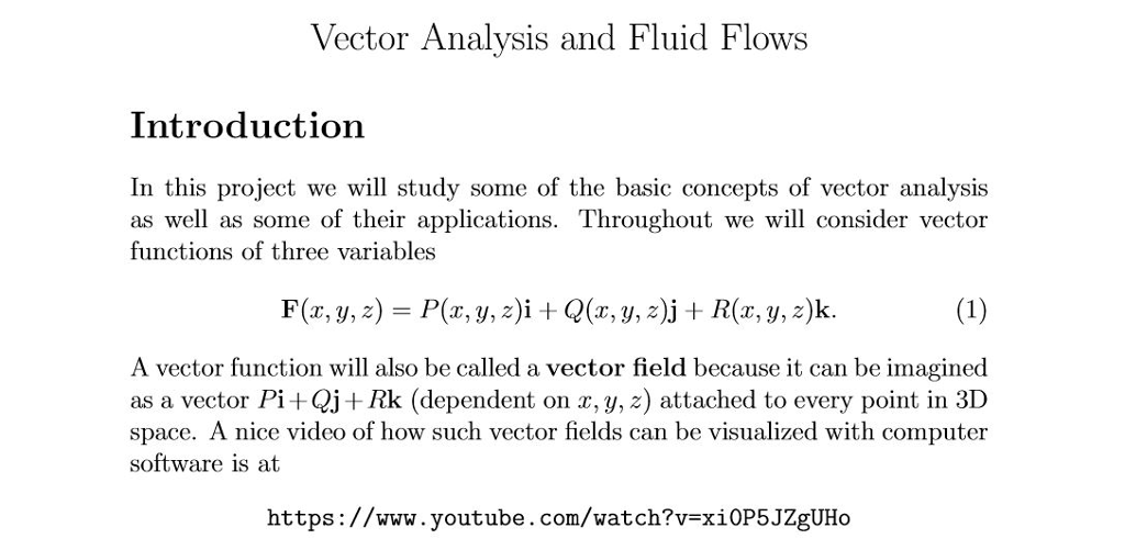 Solved Vector Analysis and Fluid Flows Introduction In this | Chegg.com