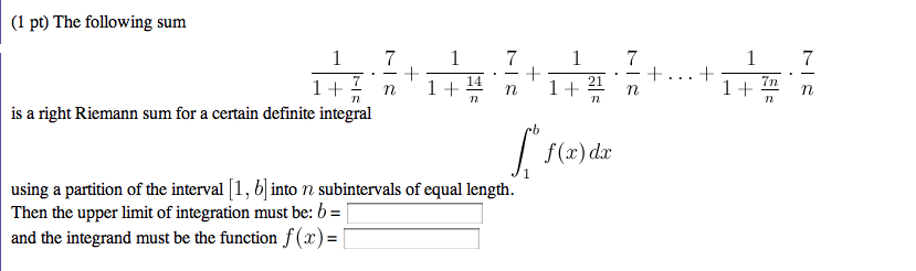 Solved The following sum is a right Riemann sum for a | Chegg.com