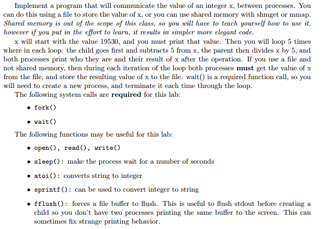 Solved Redo lab 5, but now use only the signal mechanism | Chegg.com