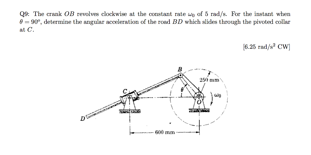 Solved The crank 0D revolves clockwise at the constant rate | Chegg.com
