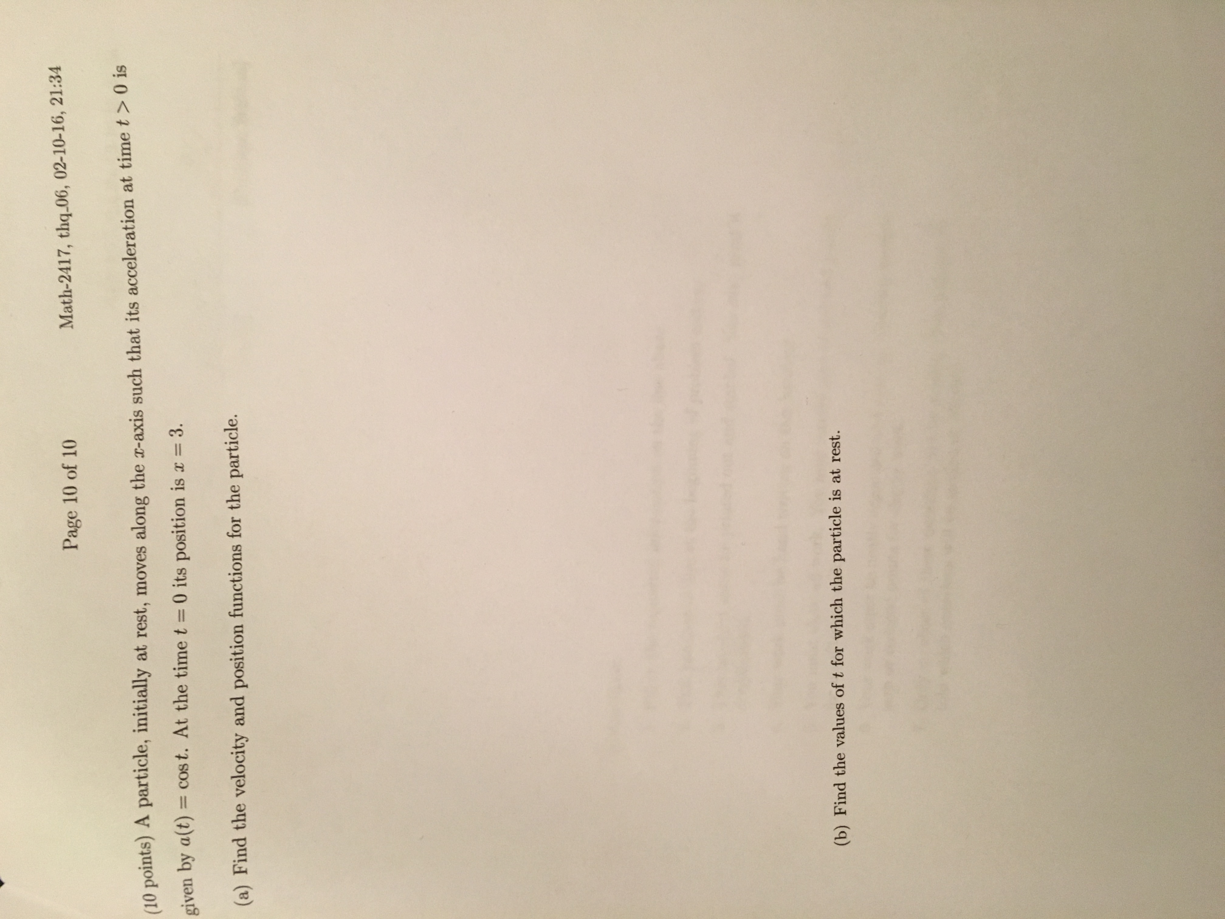 Solved A particle, initially at rest, moves along the x-axis | Chegg.com