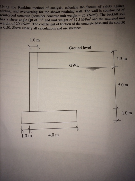 Solved Using the Rankine method of analysis, calculate the | Chegg.com