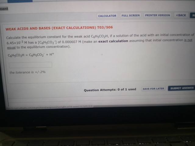Solved ment CALCULATOR FULL SCREEN PRINTER VERSION BACK WEAK | Chegg.com