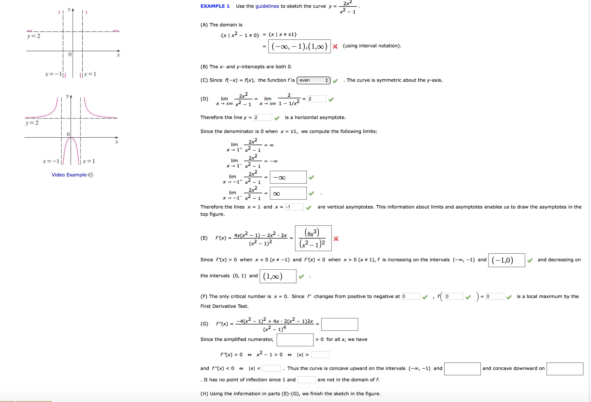 Solved Use the guidelines to sketch the curve y = 2x^2/x^2 - | Chegg.com