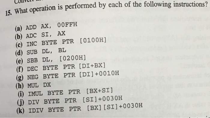 Solved What operation is performed by each of the following | Chegg.com