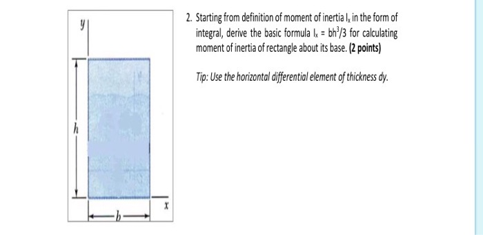Solved Starting from definition of moment of inertia I_x, in | Chegg.com
