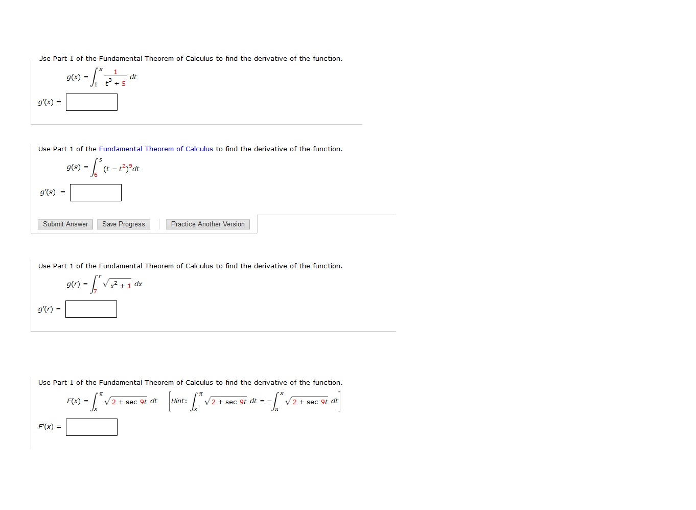 Solved Jse Part 1 of the Fundamental Theorem of Calculus to | Chegg.com