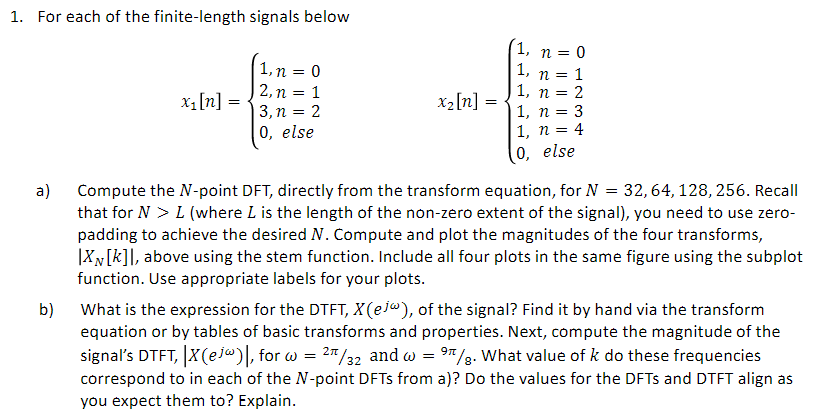 Solved Can you solve 1a but NOT allowed to use fft function | Chegg.com