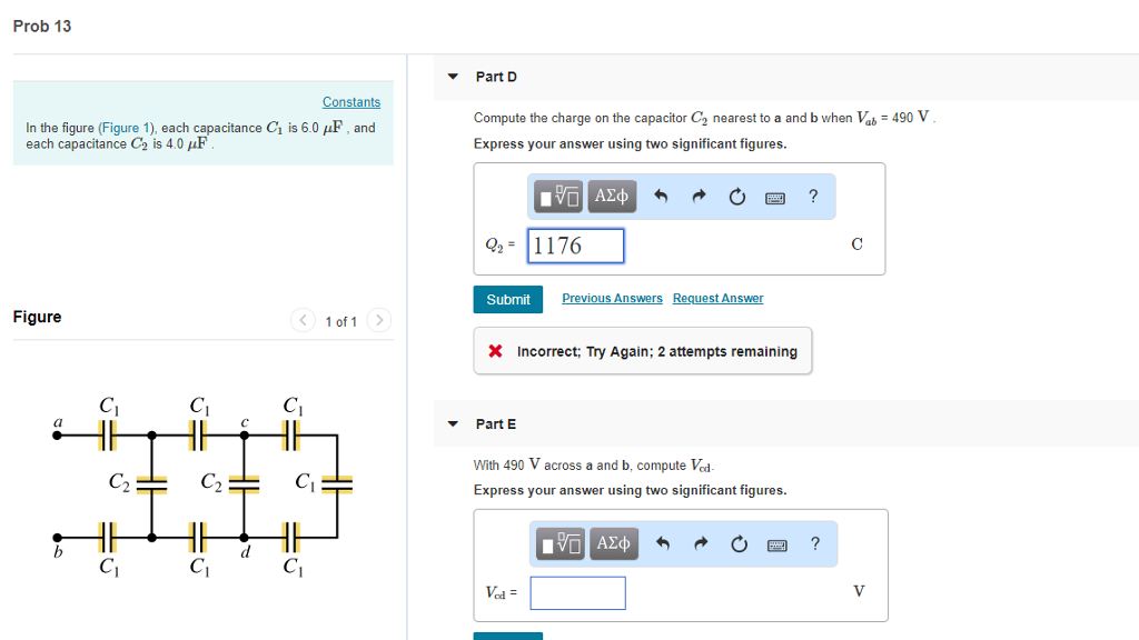 Solved Prob 13 Part B Constants 490 V In the figure | Chegg.com