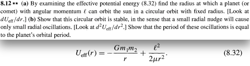 Solved 8.12** (a) By examining the effective potential | Chegg.com