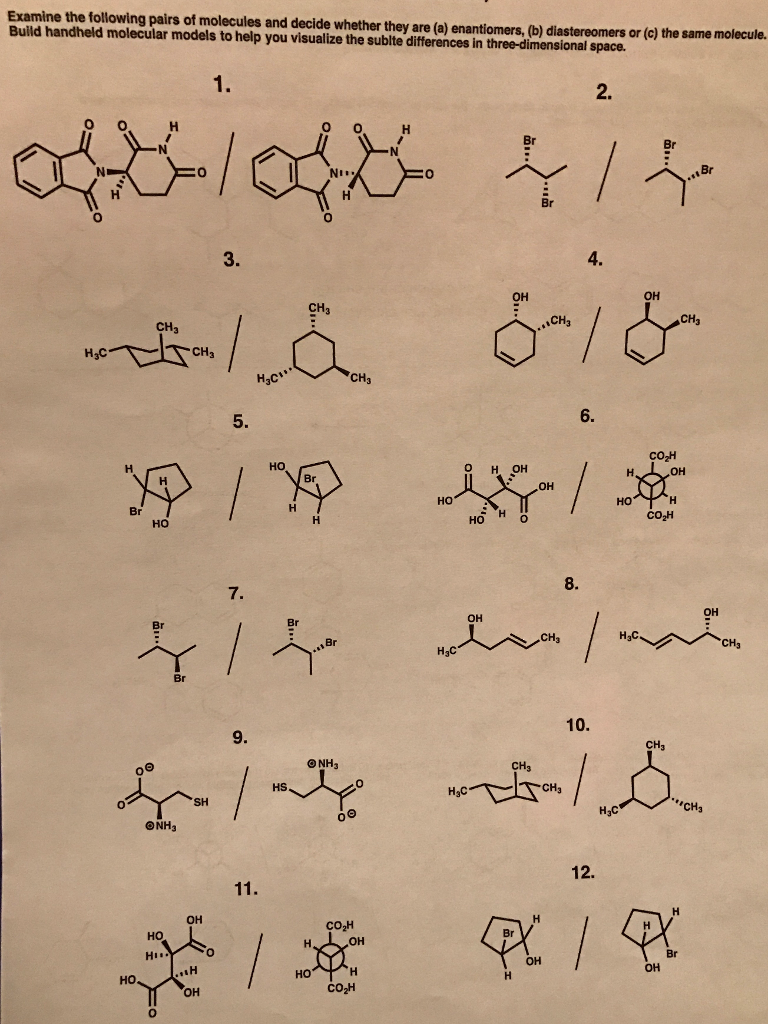 Solved Examine the following pairs of molecules and decide | Chegg.com