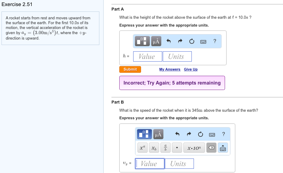 Solved Exercise 2.51 A rocket starts from rest and moves | Chegg.com