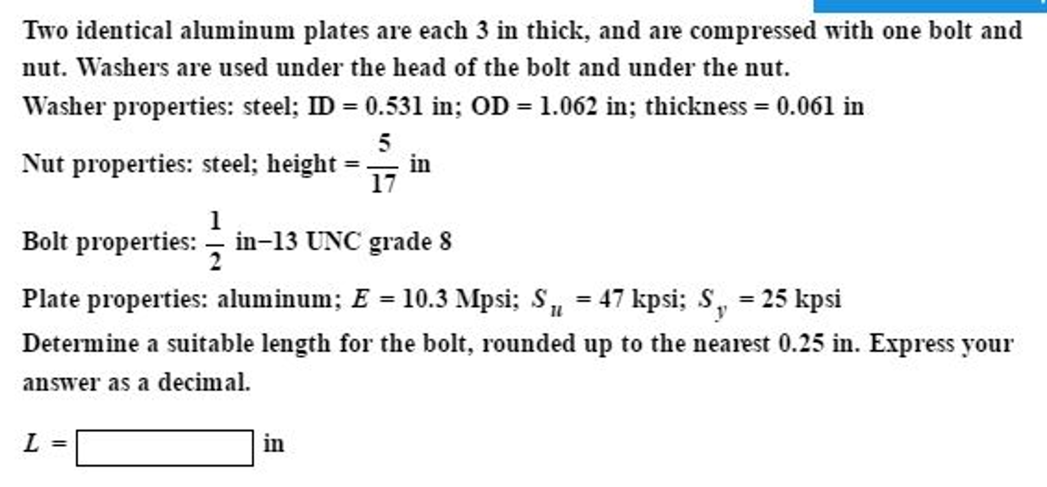 Solved Two identical aluminum plates are each 3 in thick, | Chegg.com