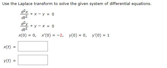 Solved Use the Laplace transform to solve the given system | Chegg.com