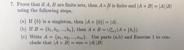Solved Prove that if A, B are finite sets, then A x B is | Chegg.com