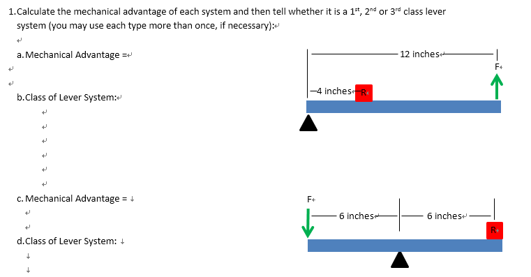 Solved 1·Calculate the mechanical advantage of each system | Chegg.com