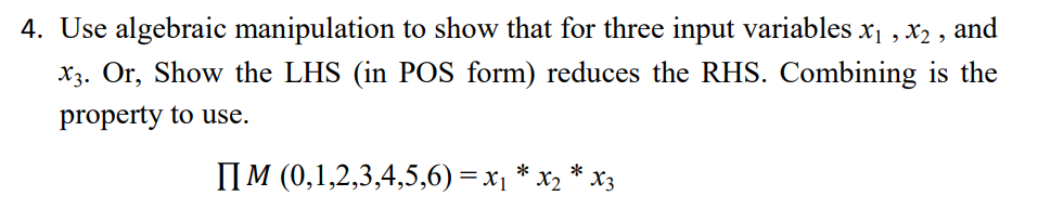 Solved Use algebraic manipulation to show that for three | Chegg.com
