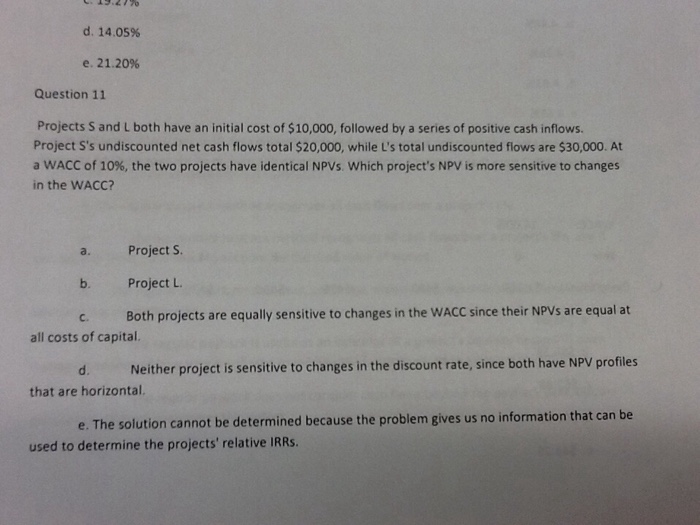 Solved Projects S and I both have an initial cost of | Chegg.com