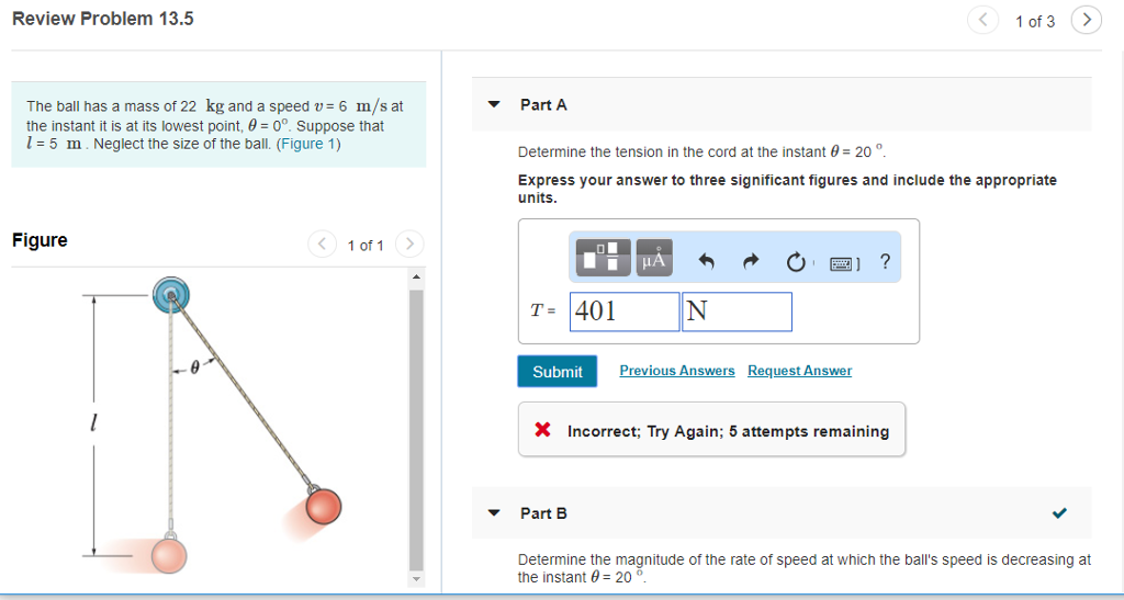 Solved Review Problem 13.5 1 of 3 Part A The ball has a mass | Chegg.com