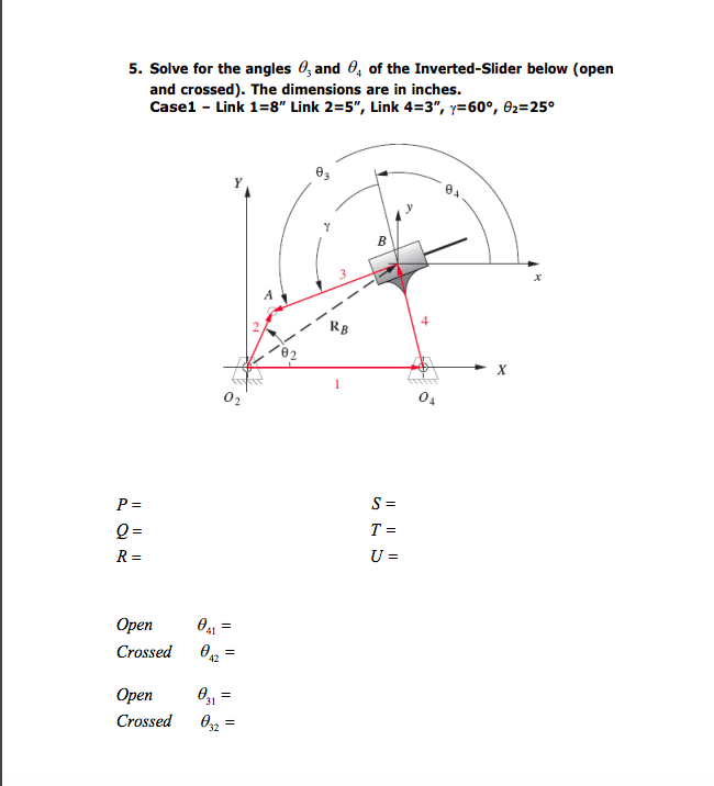 Solved 5. Solve for the angles and 6, of the Inverted-Slider | Chegg.com