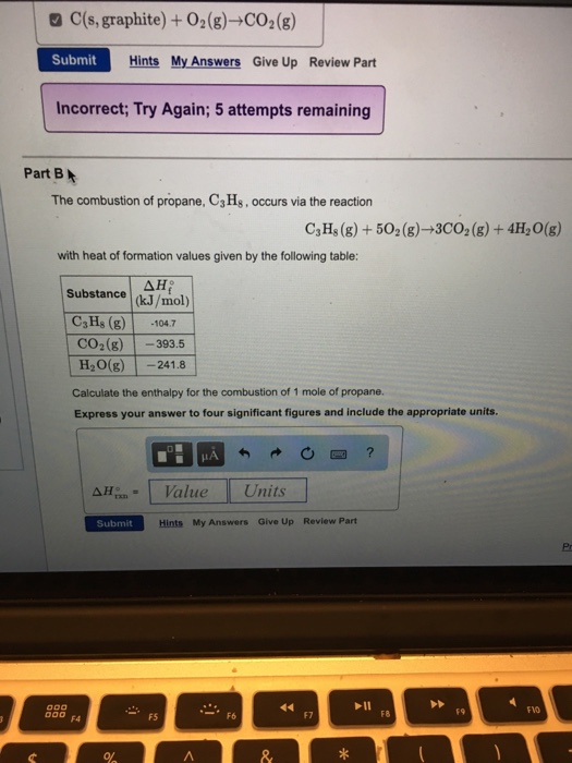 Solved The combustion of propane. C_3H_8. occurs via the | Chegg.com