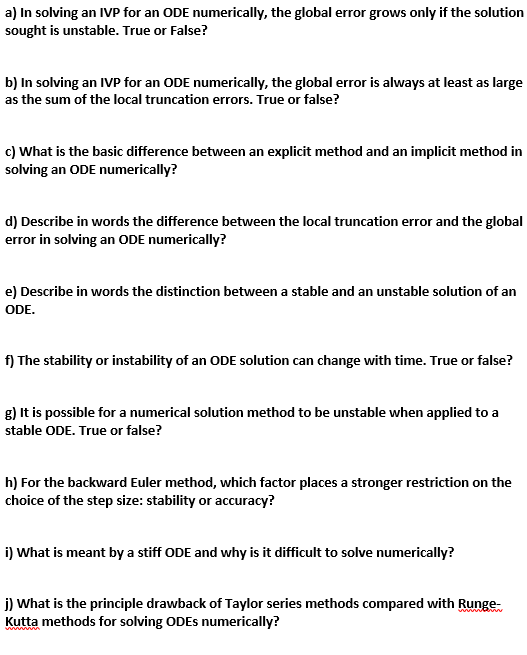 Solved A In Solving An Ivp For An Ode Numerically The