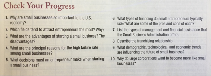 Why are small businesses so important to the U.S. | Chegg.com