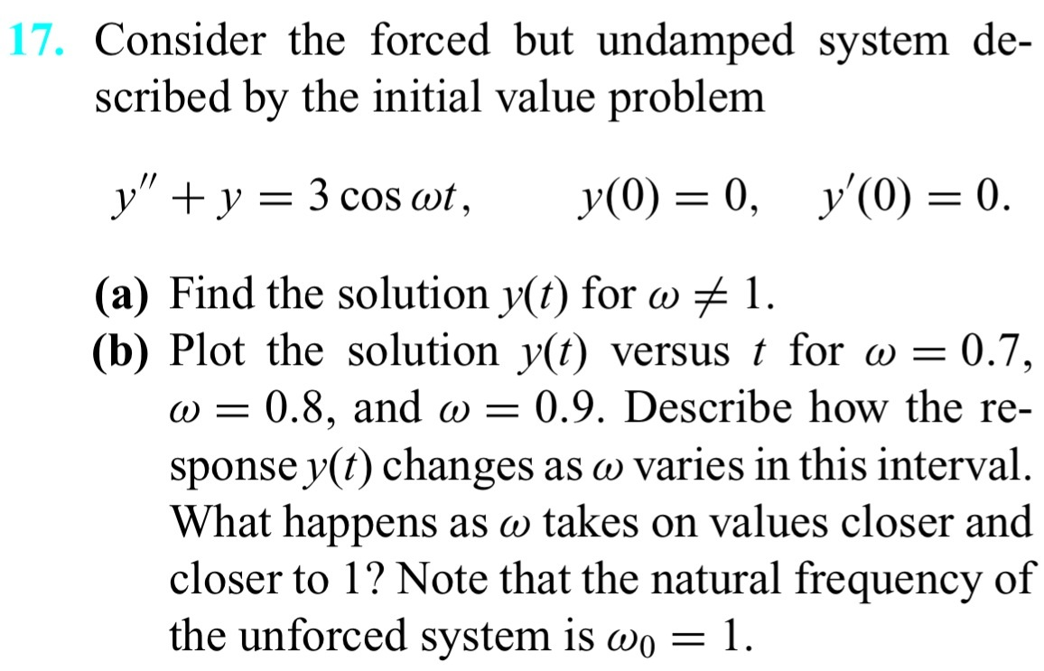 Solved Consider the forced but undamped system describes by | Chegg.com